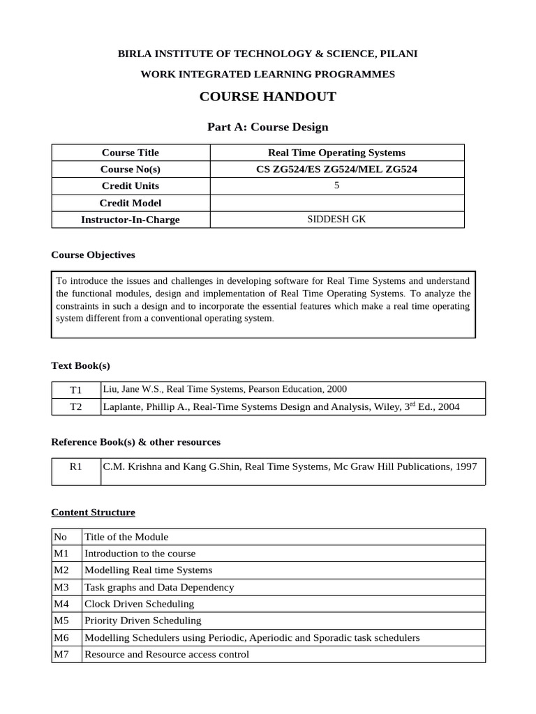 Es ZG524 Course Handout Revised | PDF