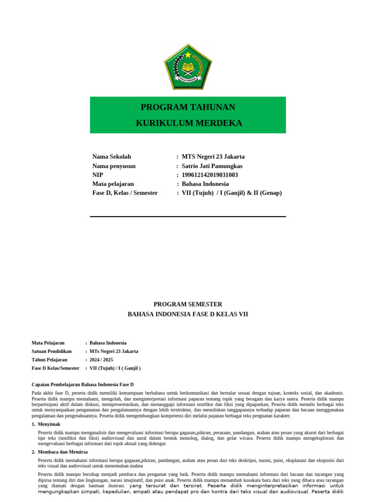 Promes Kurikulum Merdeka | PDF