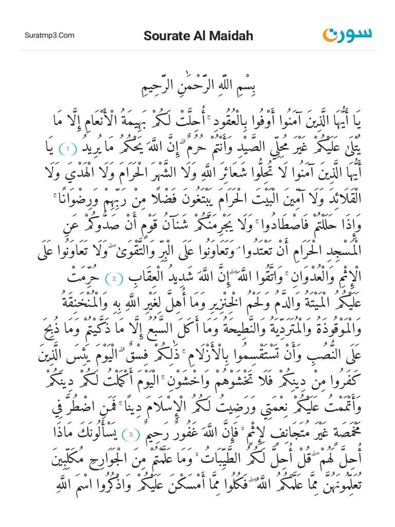 Sourate Al Maidah: Versets Clés | PDF | Languages Of Israel