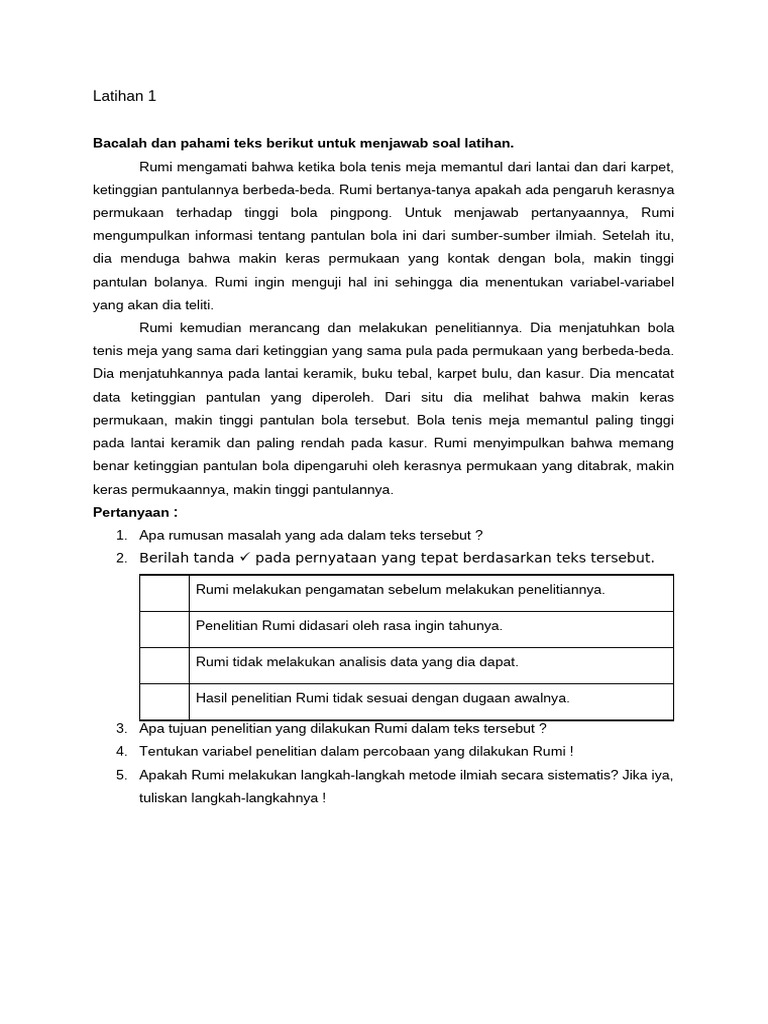 Latihan 1 Metode Ilmiah | PDF
