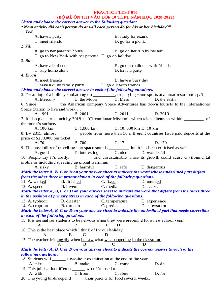 10 - Test 10 - 2020 | PDF
