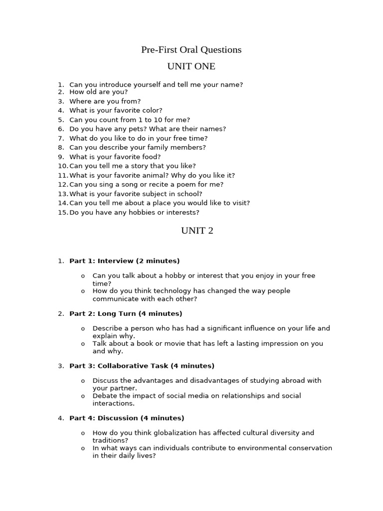 Pre-First Oral questions | PDF Pre-First Oral questions | PDF