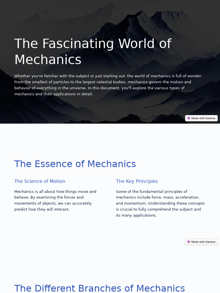 The Fascinating World of Mechanics | PDF