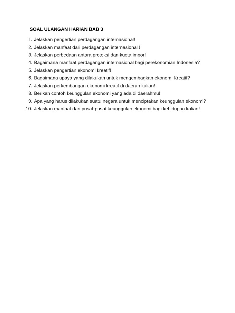Soal Ulangan Harian Bab 3 | PDF