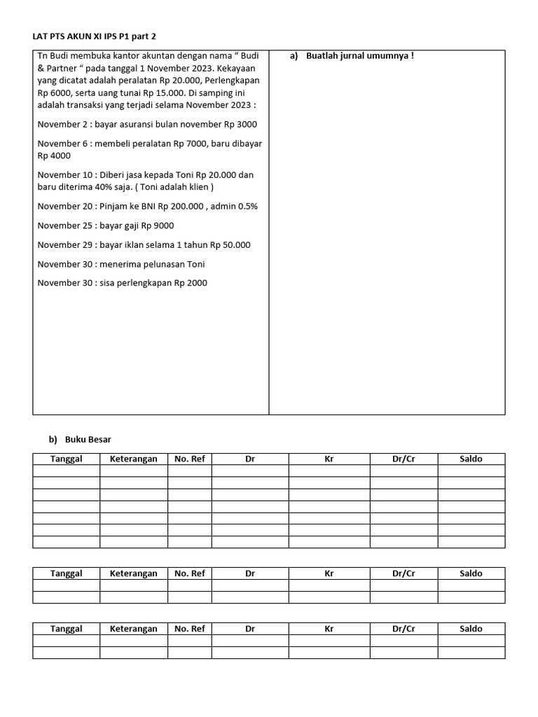 Lat Pts Akun Xi Ips p1 2024 Part 2 (Soal) | PDF