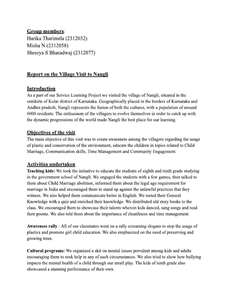 Service Learning Report | PDF