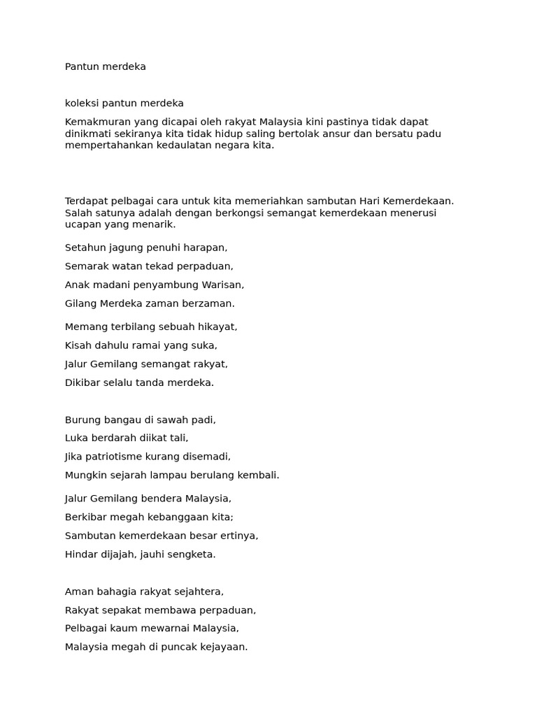 Pantun Merdeka | PDF