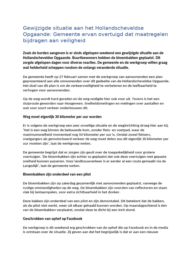 Gewijzigde Situatie Aan Het Hollandscheveldse Opgaande | PDF