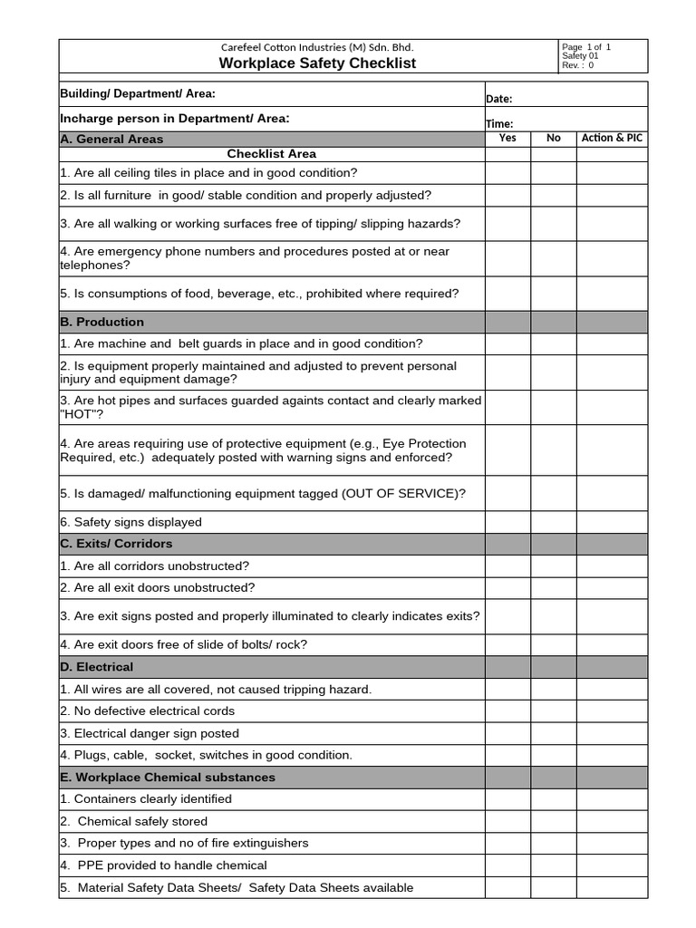 Workplace Checklist | PDF