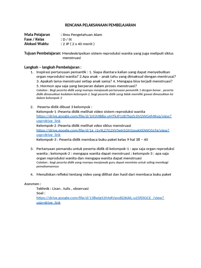 Inspirasi RPP Ipa Kelas 9 | PDF