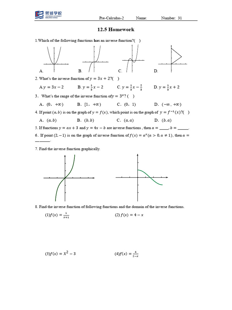 12.5 Inverse Functions | PDF | Function (Mathematics) | Mathematical Relations