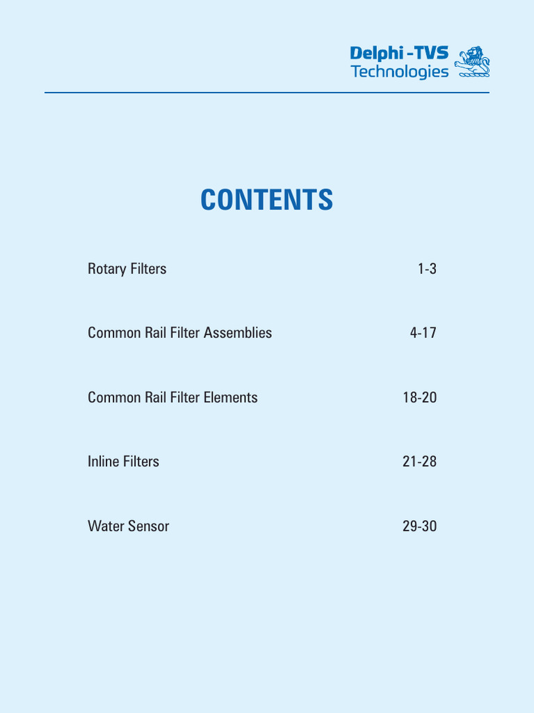 DELPHI Filter Catalogue | PDF