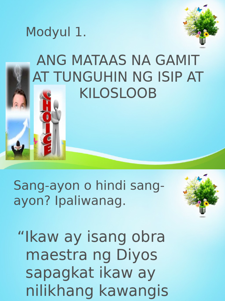 Gamit at Tunguhin ng Isip at Kilos-Loob | PDF | Self-Improvement