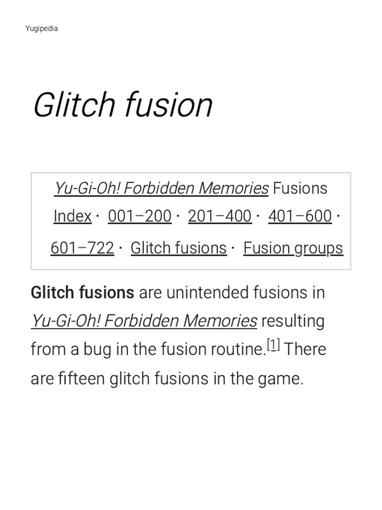 Glitch Fusion - Yugipedia | PDF