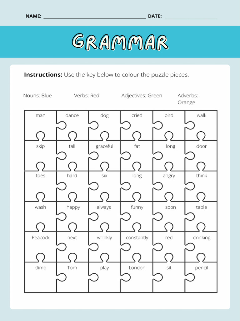 Grammar Speech Parts Grade 3, 4 Worksheet PDF | PDF