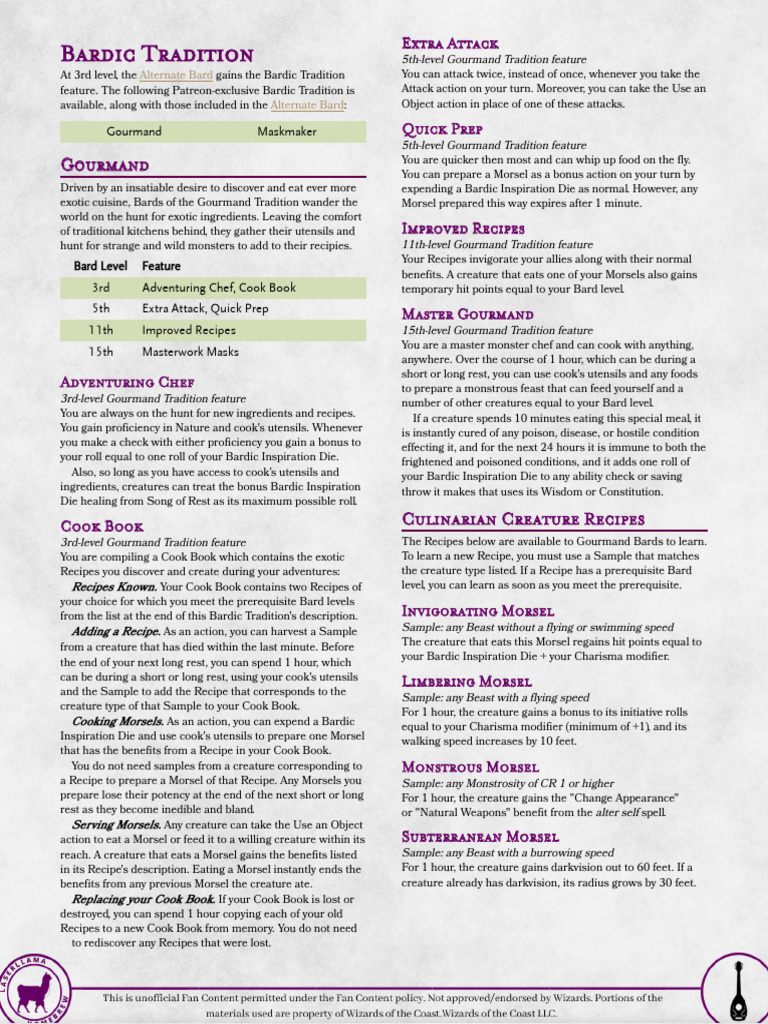 Bard (Alternate) - Bardic Traditions (Archmage) | PDF