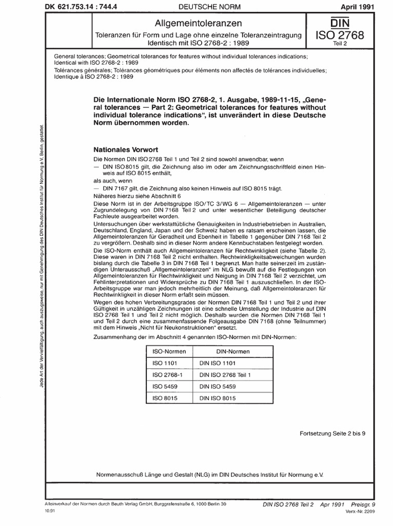 Din Iso 2768-2-1991 | PDF