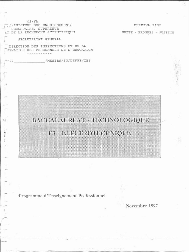 Programme BAC Technologique F3 | PDF