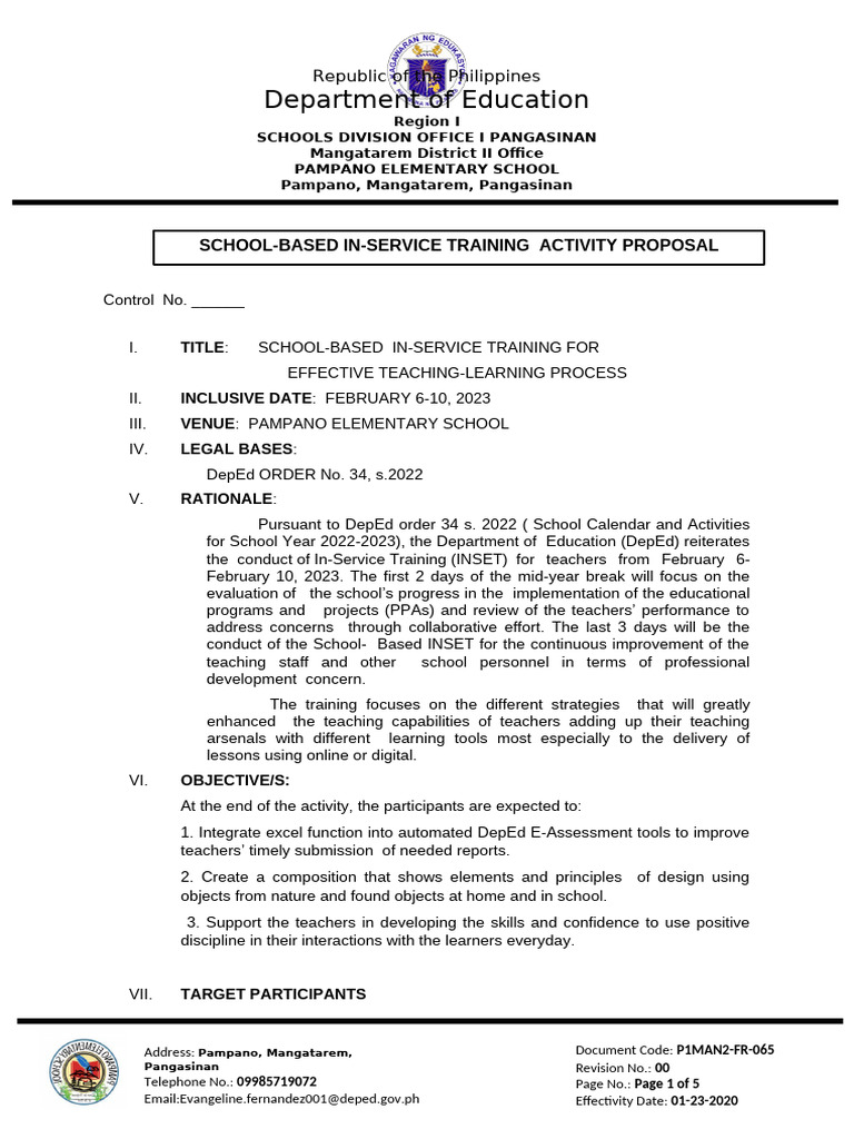 Inset Training Matrix 2023 | PDF