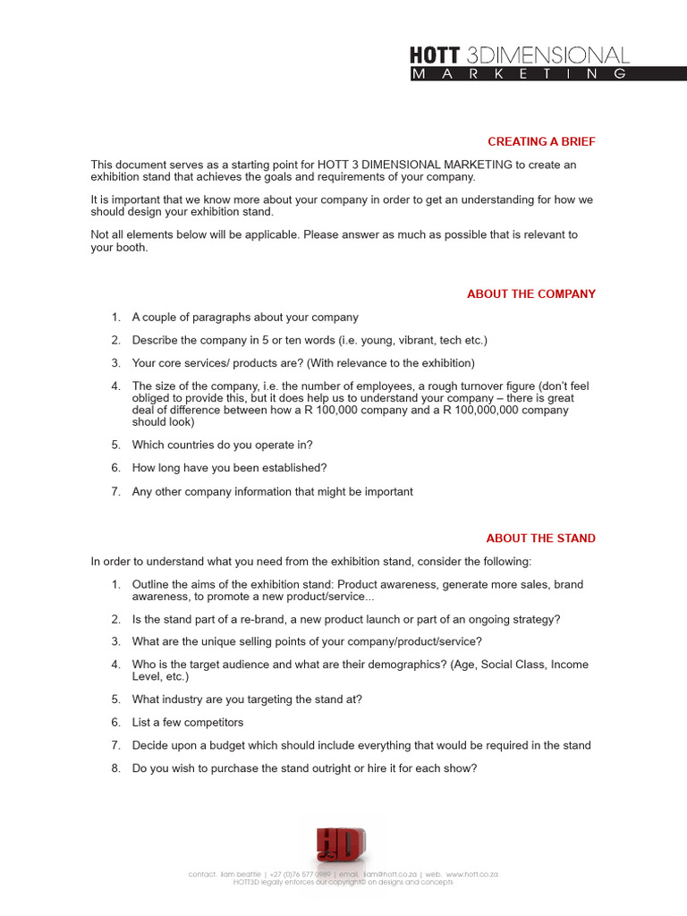 How-to-write-an-exhibition-stand-brief-HOTT3D | PDF