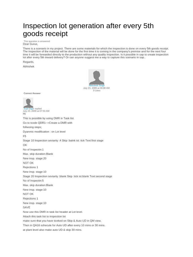 Inspection Lot Skip at Goods Receipt | PDF | Technology & Engineering