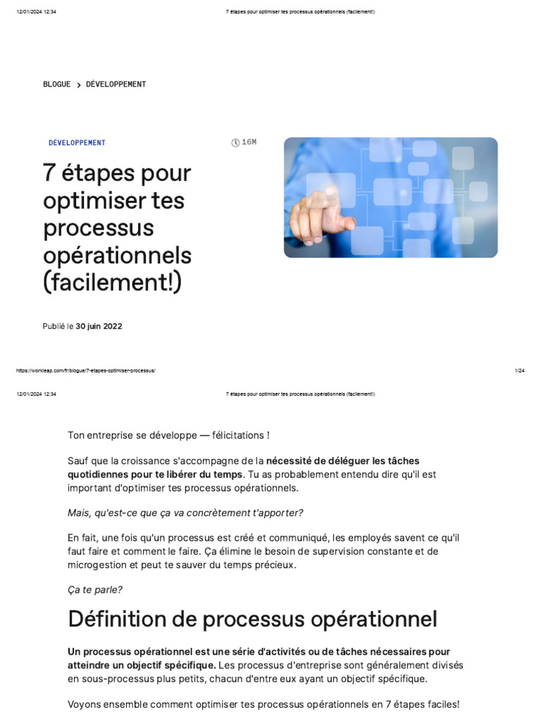 7 Étapes Pour Optimiser Tes Processus Opérationnels (Facilement!) | PDF