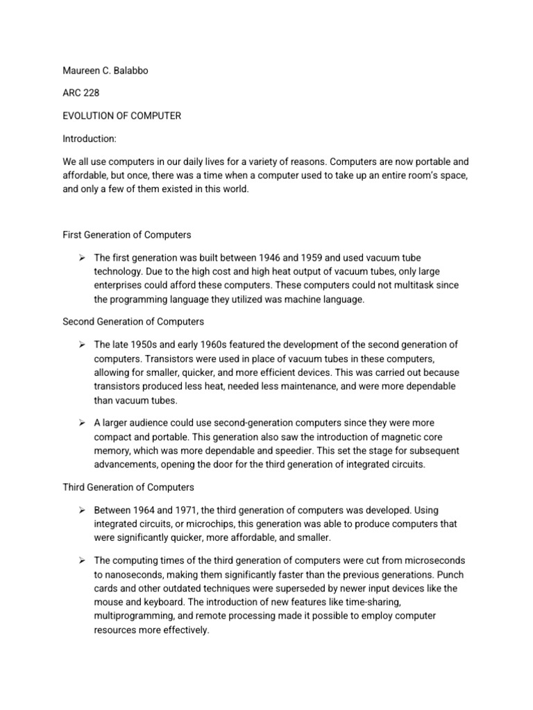 Evolution of Computers | PDF