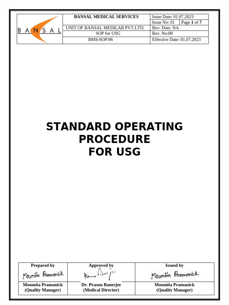 Sop Usg | PDF