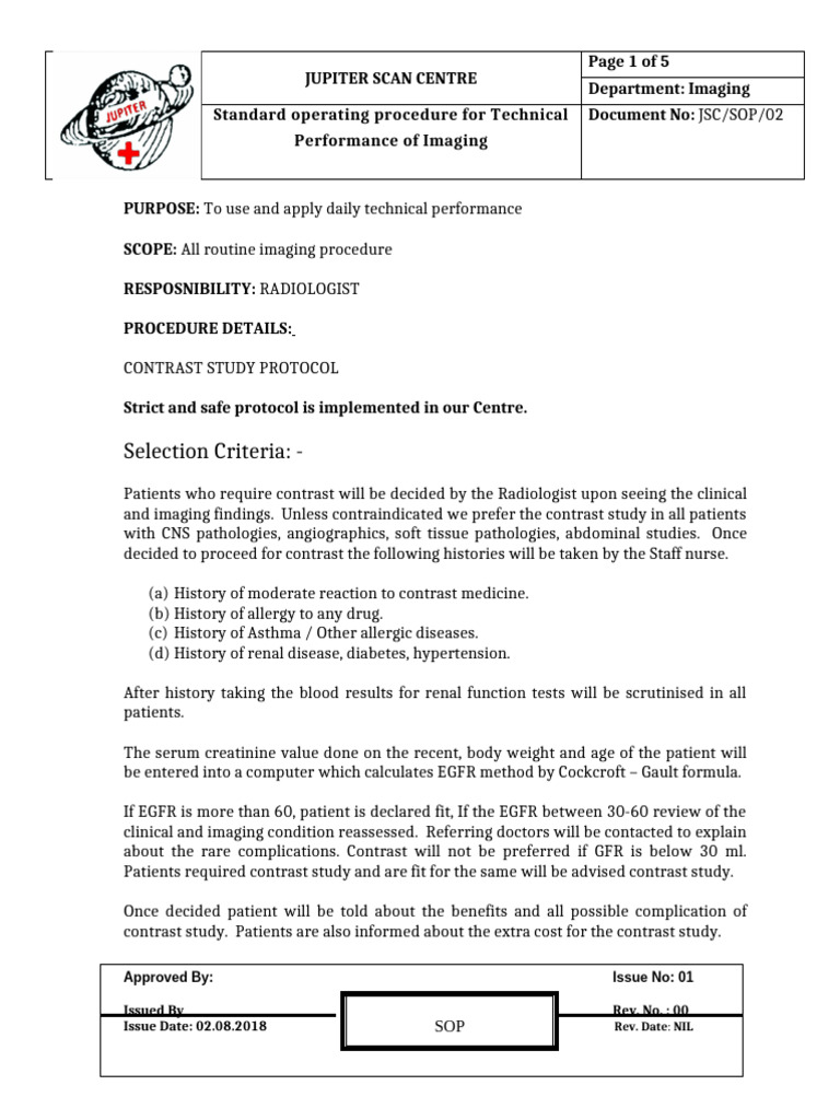 SOP-02 Standard Operating Procedure For Technical Performance of ...