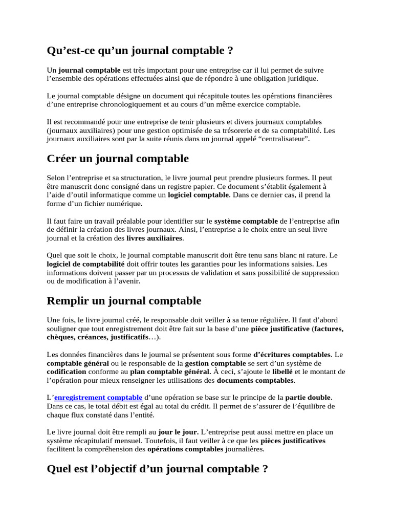 Qu'est-Ce Qu'un Journal Comptable ? | PDF