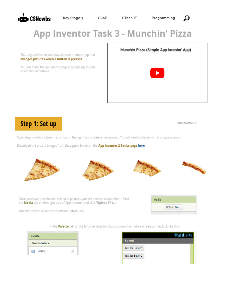 App Inventor 2 - Munchin' Pizza - CSNewbs | PDF