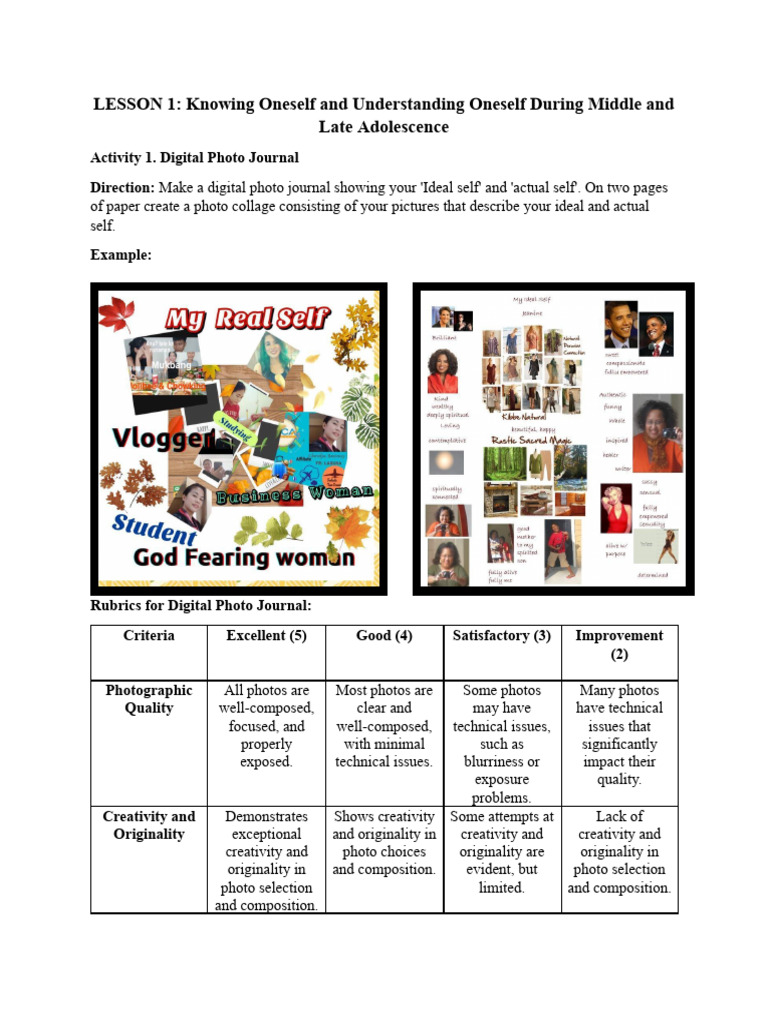 Lesson 1 Digital Photo Journal | PDF