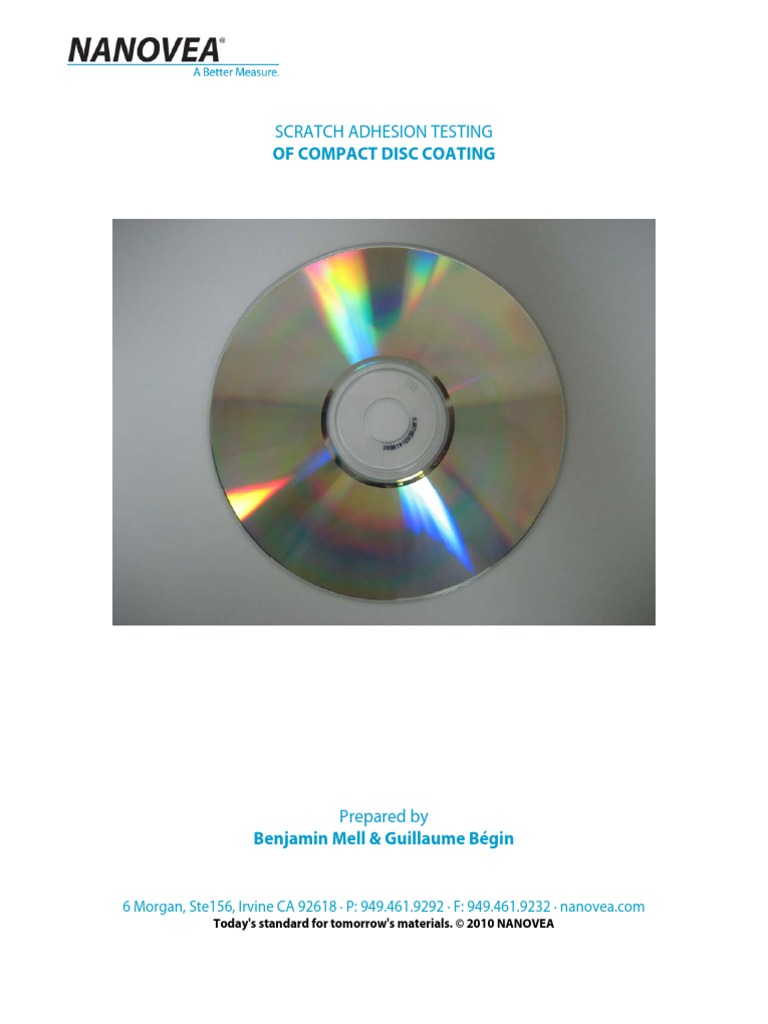 Of Compact Disc Coating: Scratch Adhesion Testing | PDF | Compact Disc ...