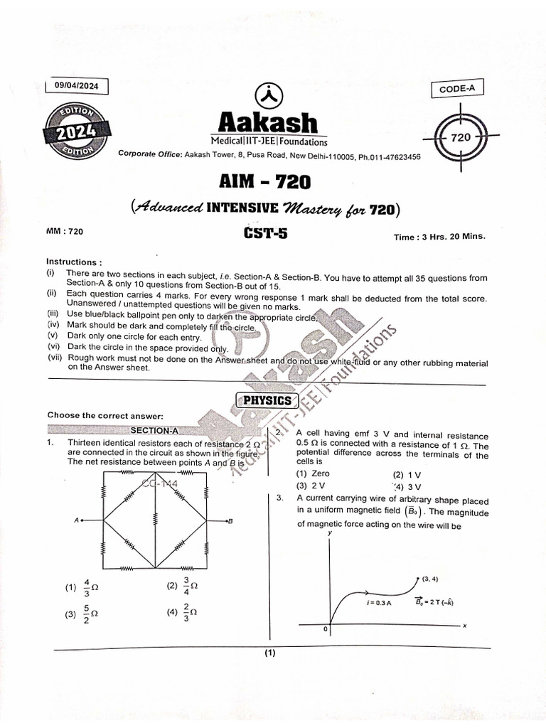 CST 5 (PHASE - 1) (CODE-A) @aakashneetards | PDF CST 5 (PHASE - 1) (CODE-A) @aakashneetards | PDF