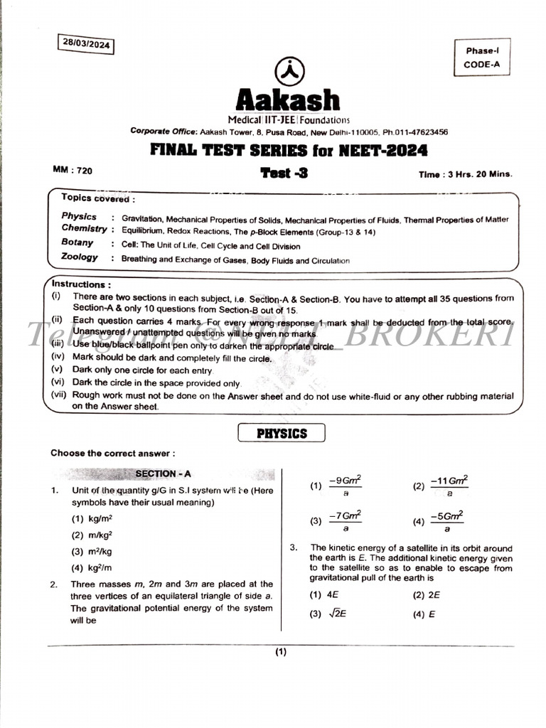 FTS 3 Code A (28-03-2024) | PDF