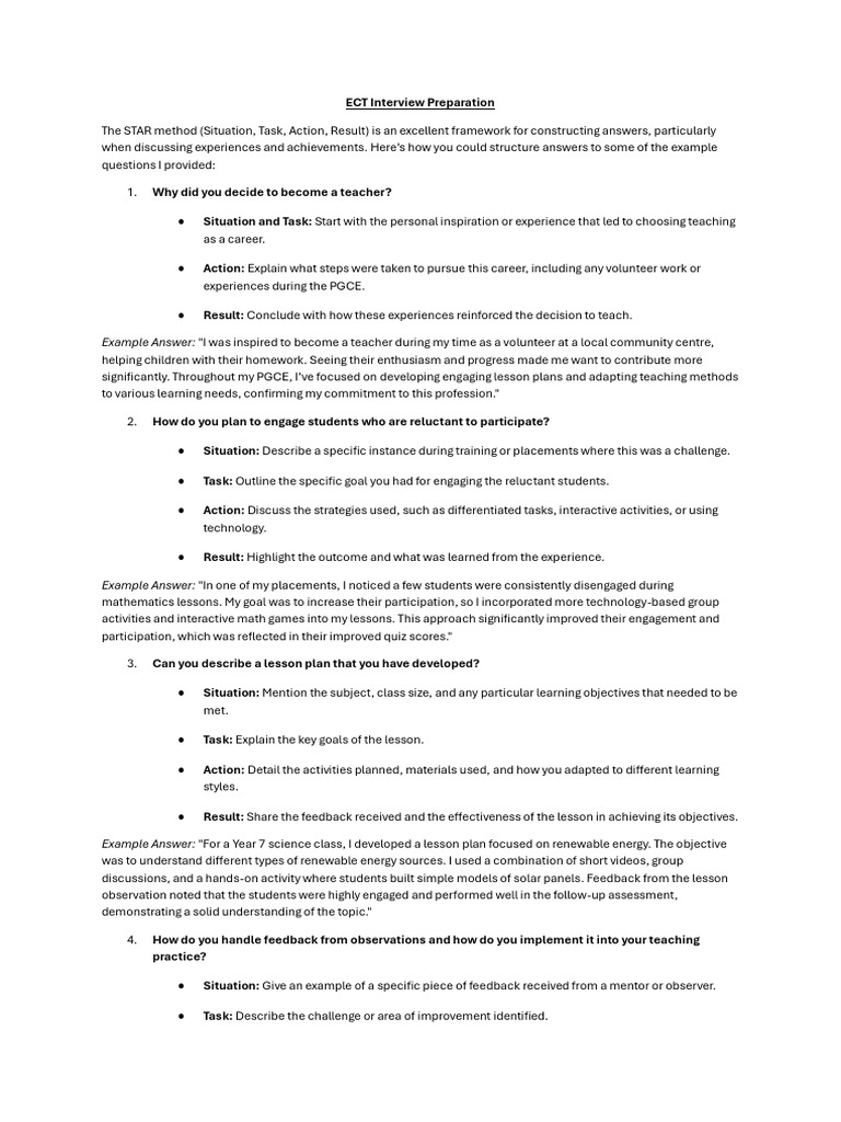 ECT Interview Q&A Preparation Guide | PDF | Mentorship | Business