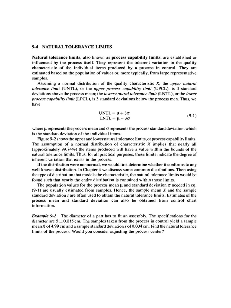Natural Tolerance Limit | PDF