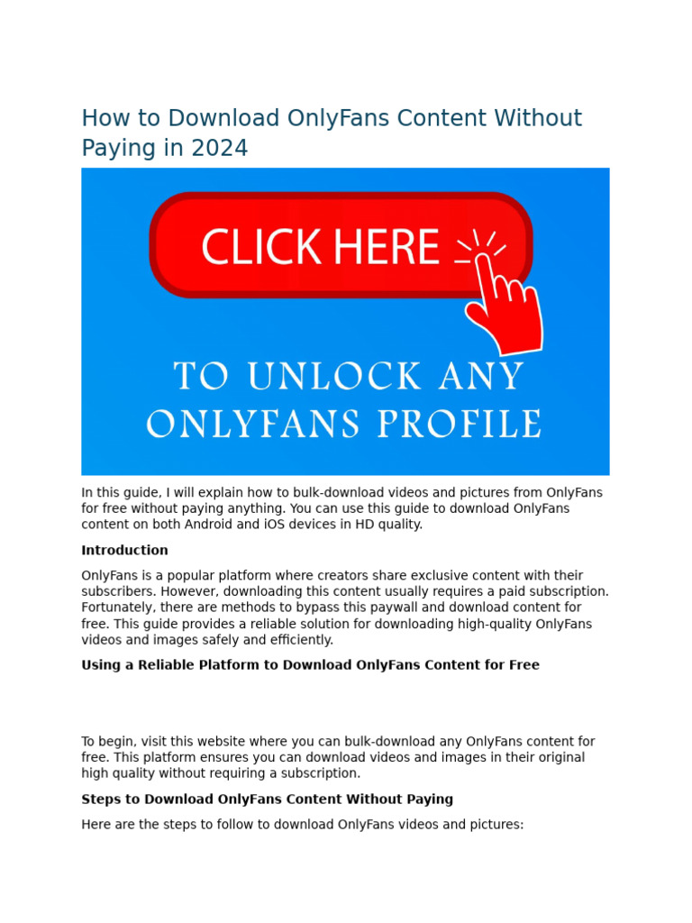 Howtodownload Onlyfans Content Without Paying | PDF
