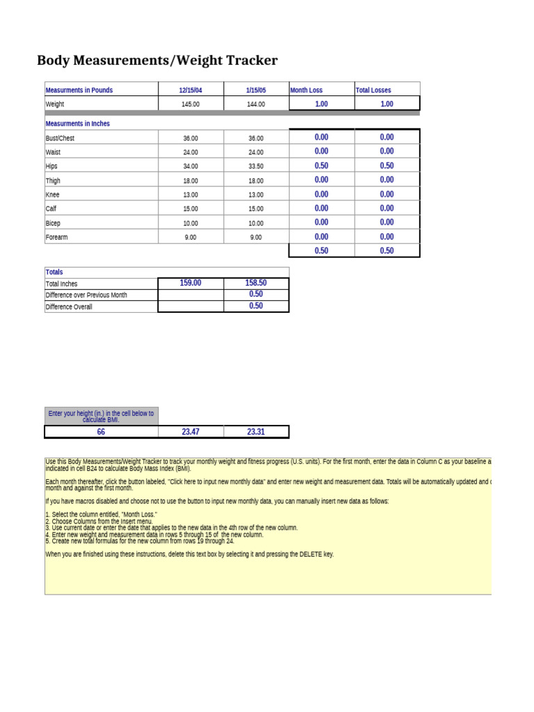 Body Measurement and Weight Tracker | PDF