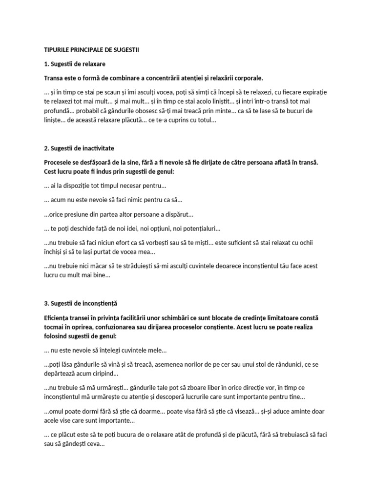 Tipurile Principale de Sugestii - Din NLP | PDF