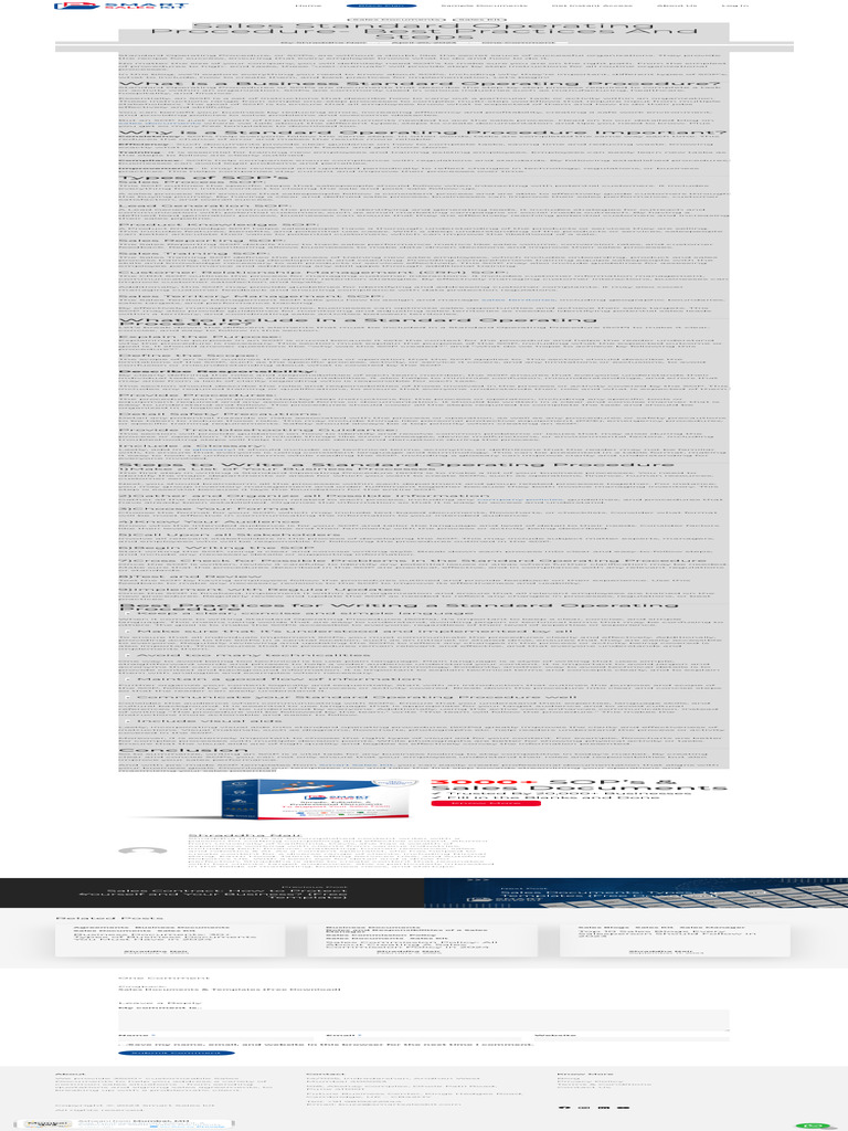 Sales Standard Operating Procedure - Best Practices and Steps | PDF