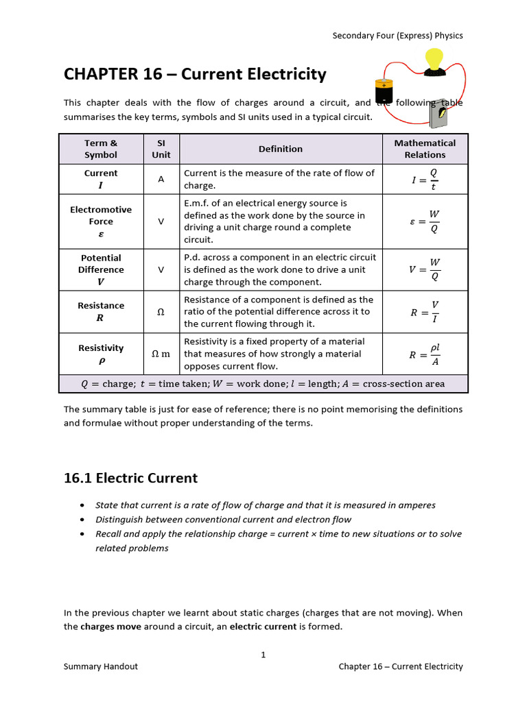 Current Electricity - Handout (Student Version) Pure | PDF