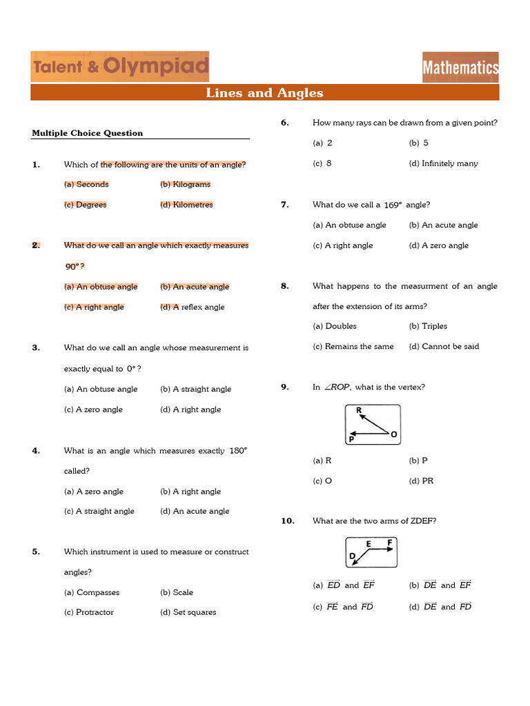 Lines and Angles: Multiple Choice Question 6 | PDF
