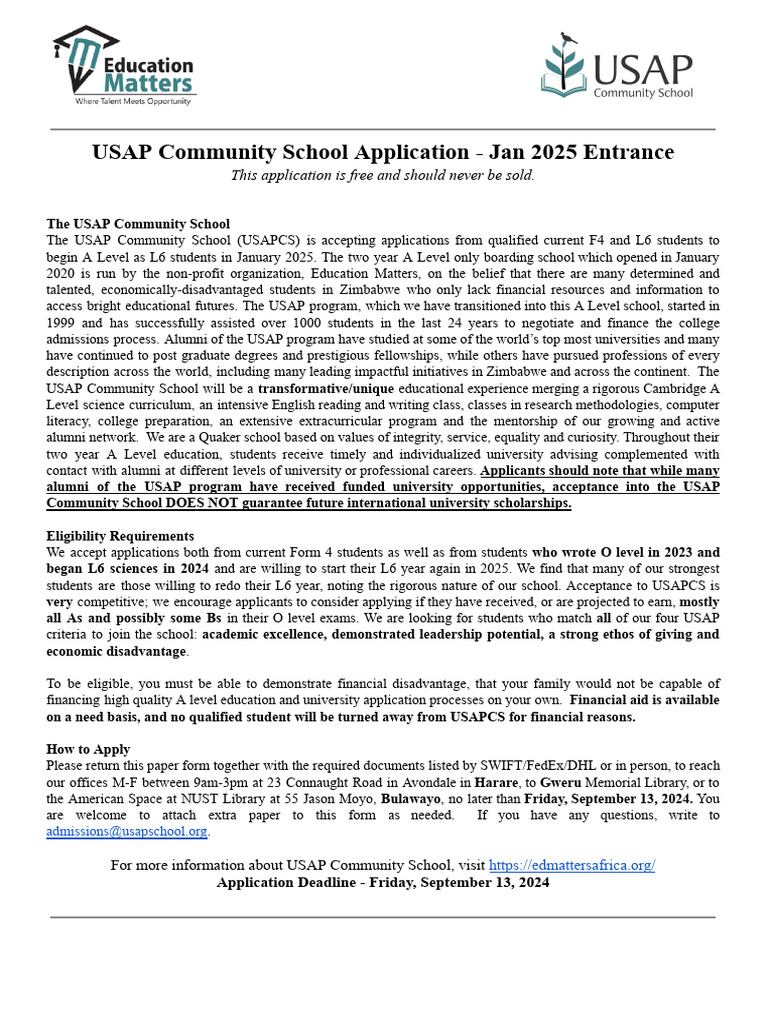 USAPCS Appl 2025 Final | PDF