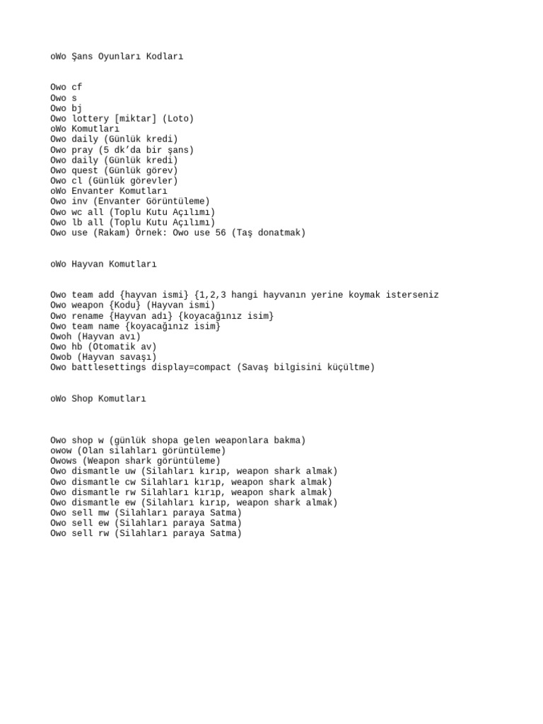 Owo Bilgi Dosyası | PDF