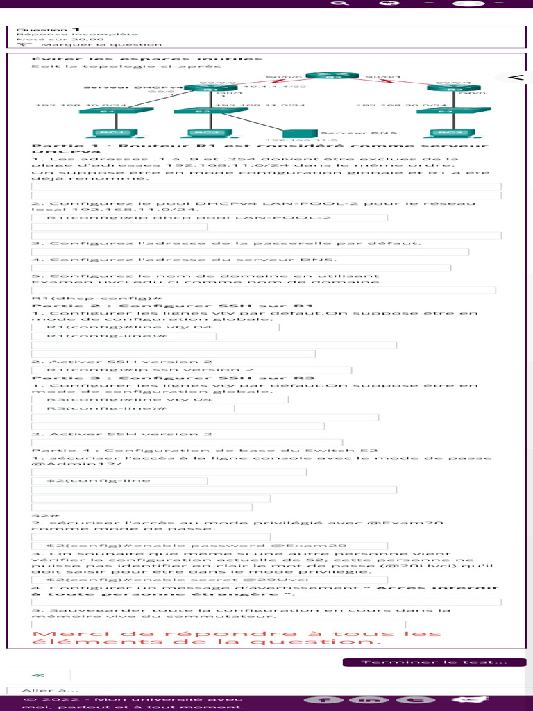 Session 2 - Examen - Administration Des Reseaux I | PDF