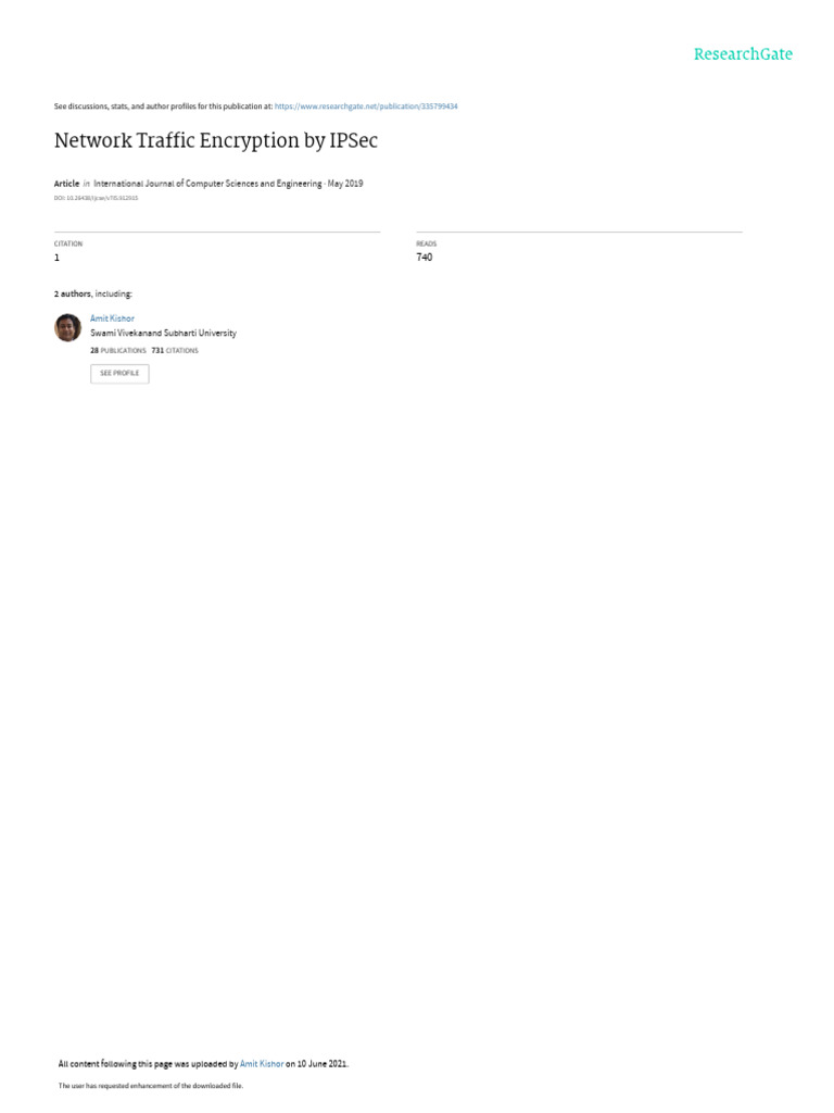 Network Traffic Encryption by IPSec | PDF