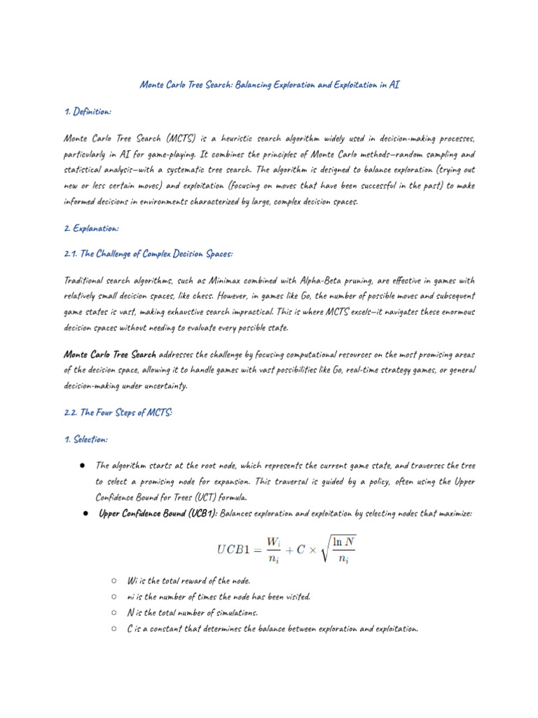 Monte Carlo Tree Search Algorithm | PDF