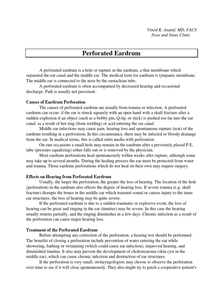 Perforated Eardrum - PT-INFO | PDF