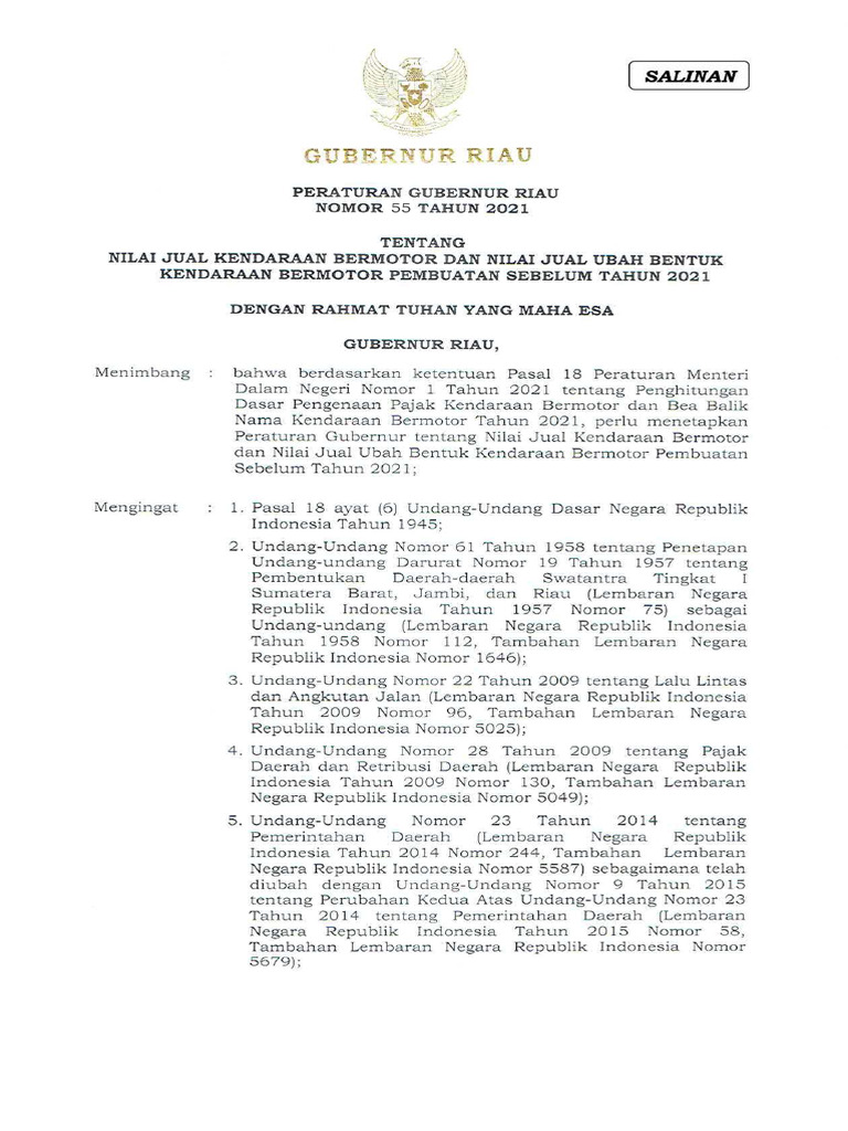 Pergub 55 Tahun 2021 | PDF